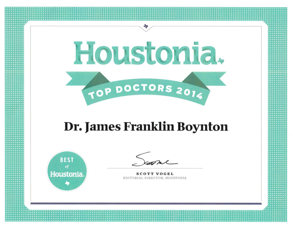 Dr. James Boynton Named “Top Doctor” by Houstonia Magazine | Boynton ...